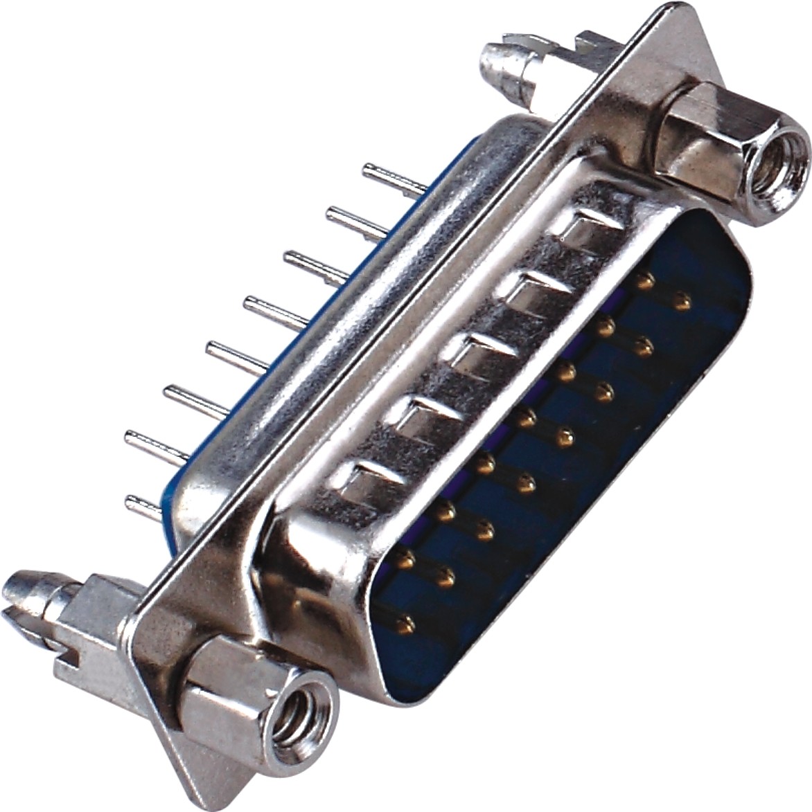 15 PIN Male D Sub Connector PBT Dual Row 180° DIP Type Brass