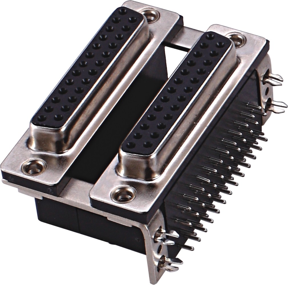 WCON D Type Connector / D Shaped Connector Female Dual Row 25 Pin PBT ...