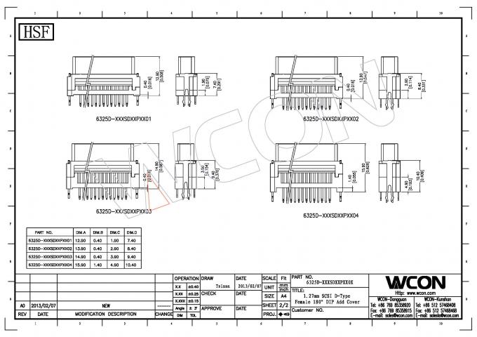 1.27mm board to board connector, female, stacking height mating with ...
