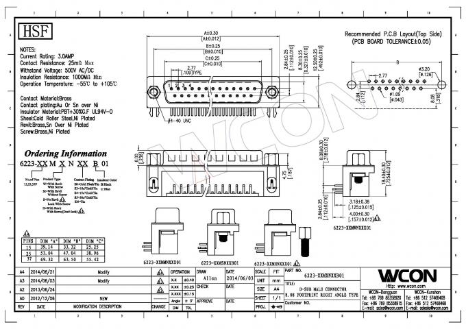 Black 9P Male D Sub Connector 8.08 Footprint Right Angle With Screw