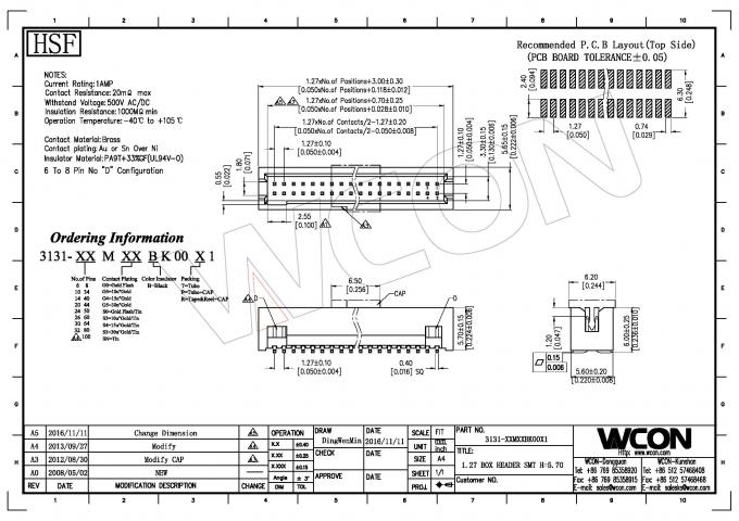 PA9T/LCP/PBT SMT PA9T Brass Male Header Connector Plate To Wire Connector