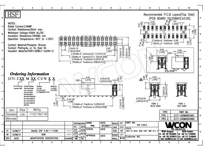 PA9T / PBT Female Header Connector 2.54 Pitch Double Row