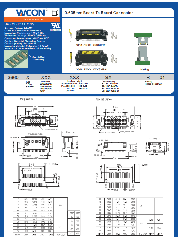 0.4 Mm Pitch Board To Board Connector Full Gold Contact Plating